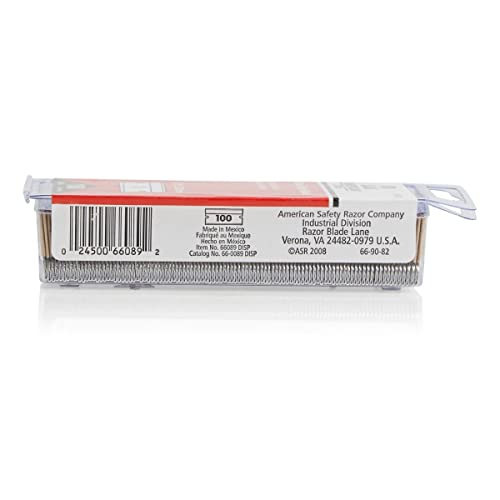 American Line Single Edge Razor Blades - 100 Blades - .009" Heavy Duty High Carbon Steel Utility Blades with Aluminum Backing - Fit Box Cutters and Razor Blade Scraper - 66-0089