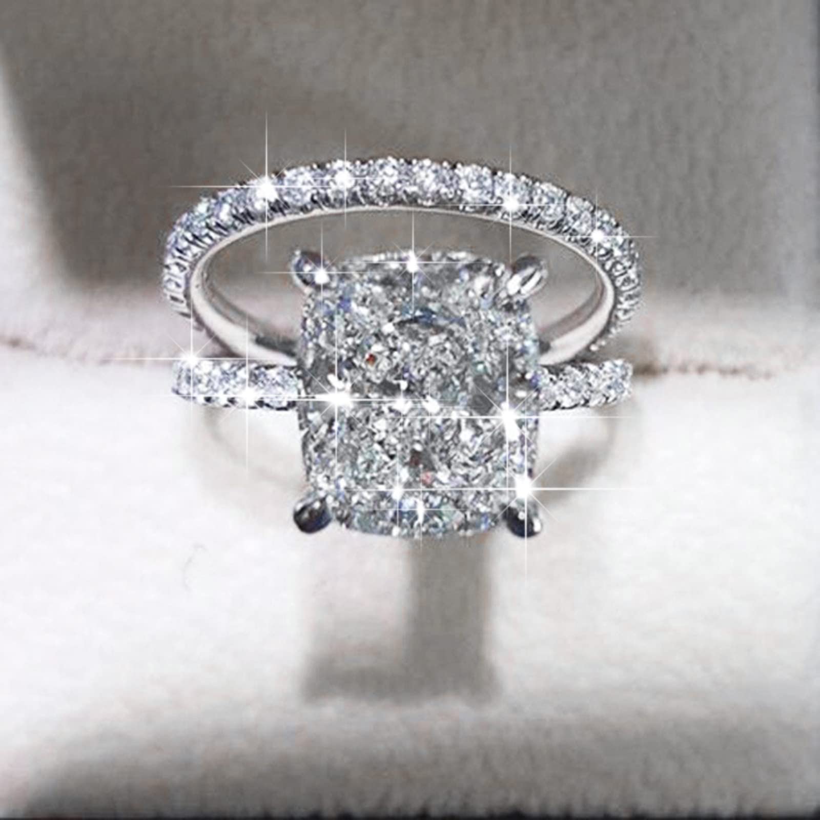 2pcs Diamond Ring, Fashion Luxury Engagement Wedding Jewelry for Women