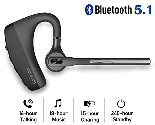 Conambo Bluetooth Headset 5.1, aptX HD 16 Hrs Talktime Bluetooth Earpiece with Microphone Noise Cancelling Wireless Headphones for Cell Phones Business Trucker Office