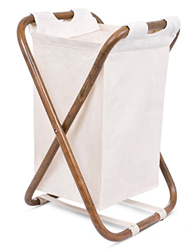 BIRDROCK HOME Single Rattan Laundry Hamper - Machine Washable Canvas Lining - Lightweight and Foldable - Removable Bag - Organizer