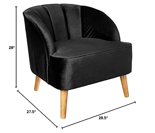 Christopher Knight Home Amaia Modern Velvet Club Chair, Black / Walnut