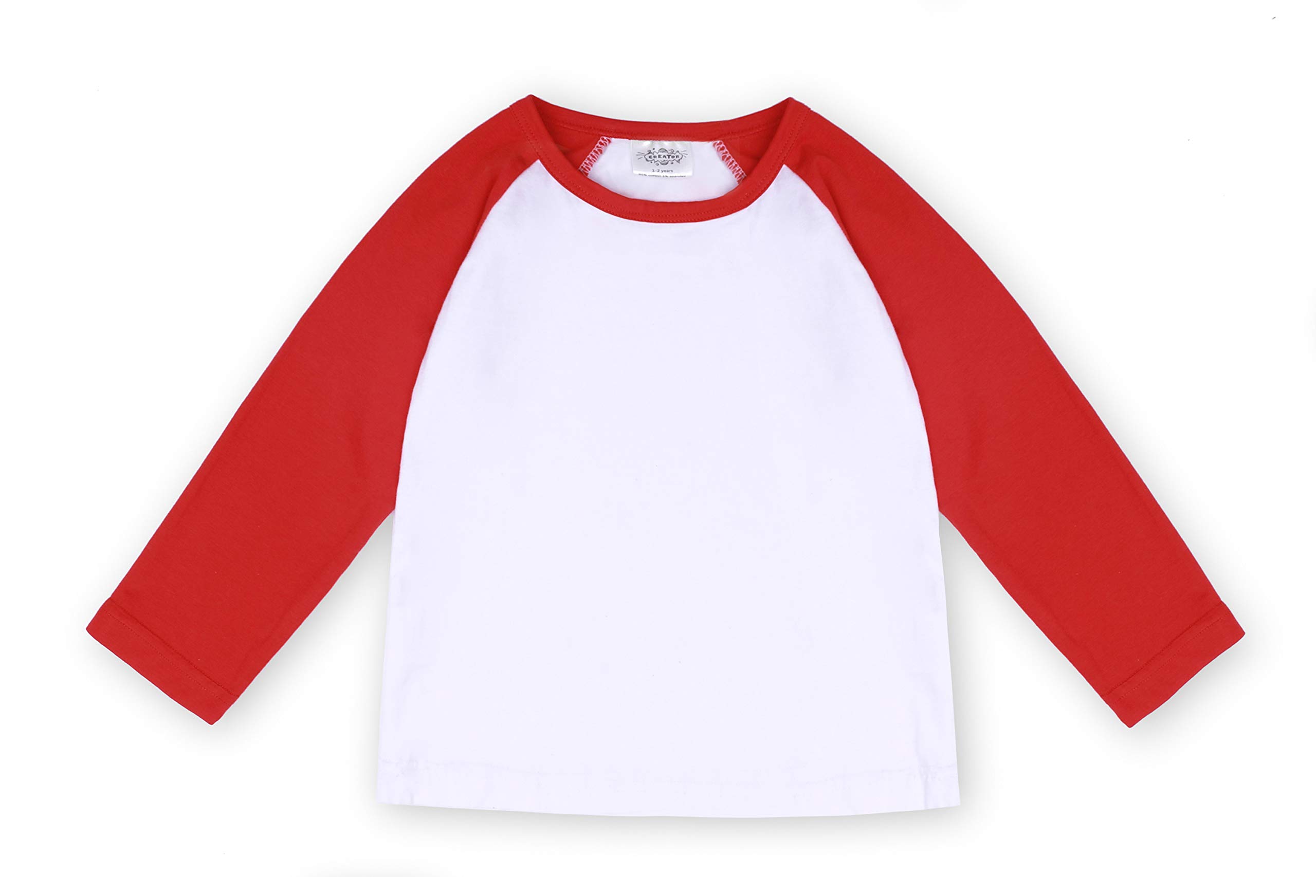 CREATOR Toddler Baby Girls Boys Long Sleeve Shirts Raglan Shirt Baseball Tee Cotton T-Shirts Red