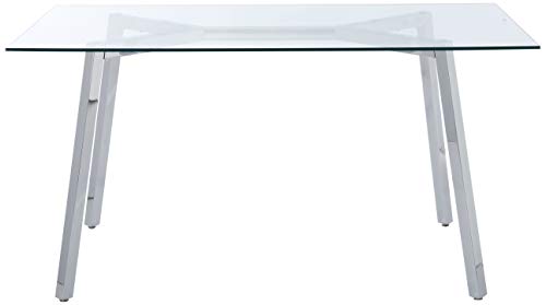 Christopher Knight Home Zavier Tempered Glass Dining Table, Clear / Chrome