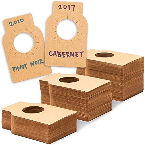 Juvale 300-Pack Kraft Wine Bottle Tags for Cellar Collection, Champagne, Disposable Brown Hanging Paper Wine Tags for Bottle's Name, Year, Tasting Notes (2.2x3.5 in, Brown)