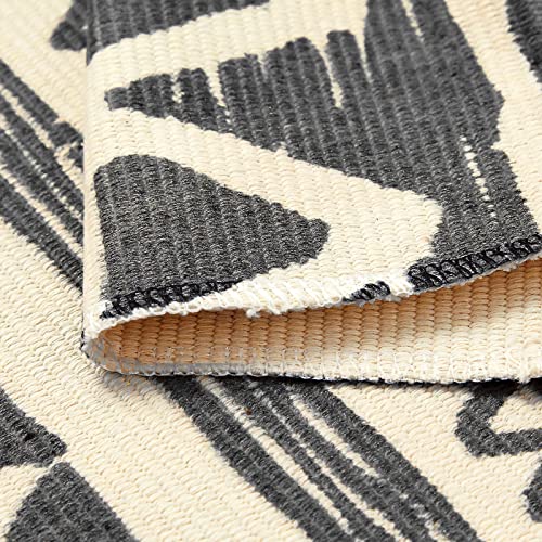 Juvale Hand Woven Area Rug with Tassels, Tribal Geometric Bohemian Style Home Décor (Navy and Cream, 2x3 Feet)