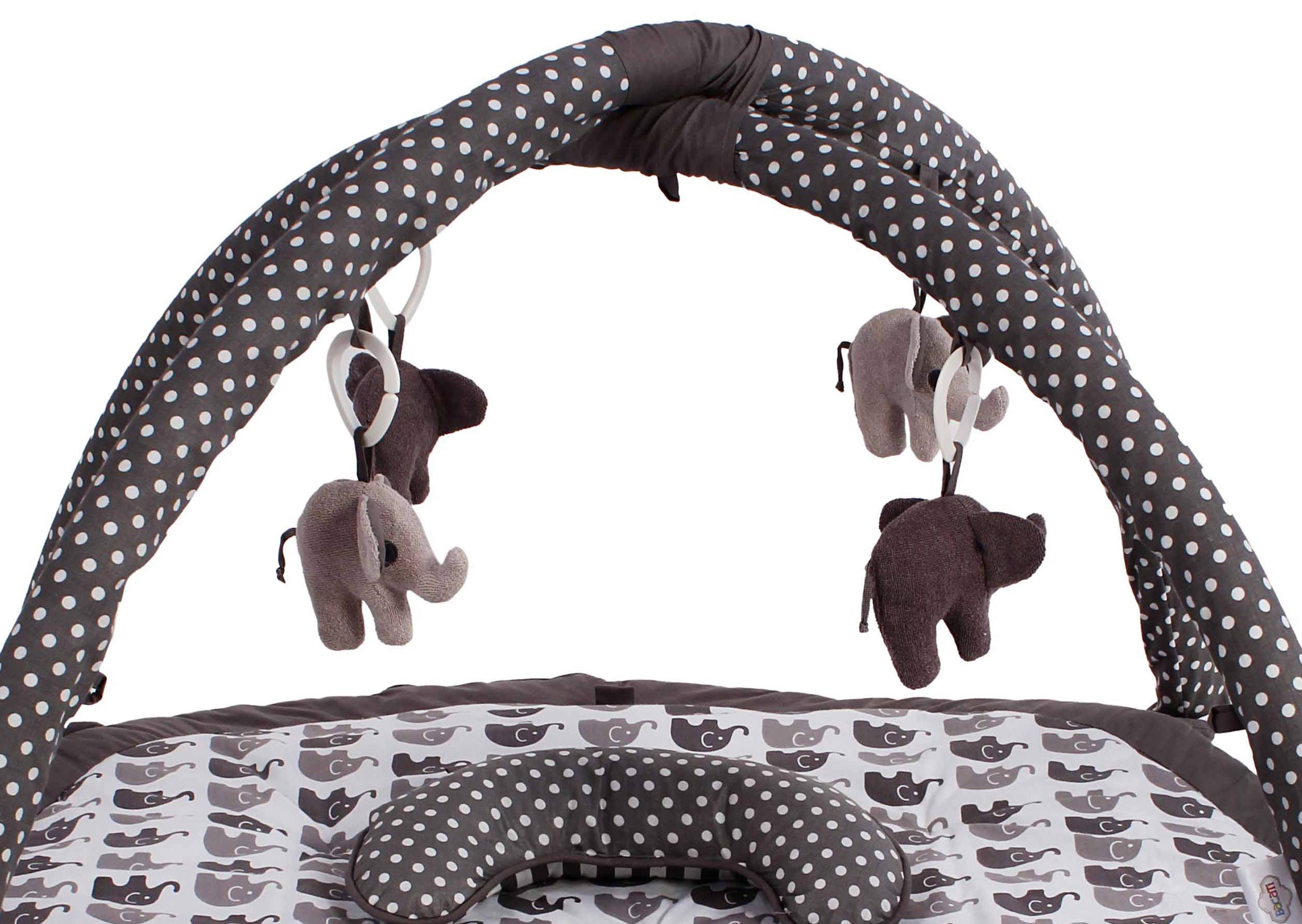 Bacati Elephants Unisex Activity Gym with Mat, Grey