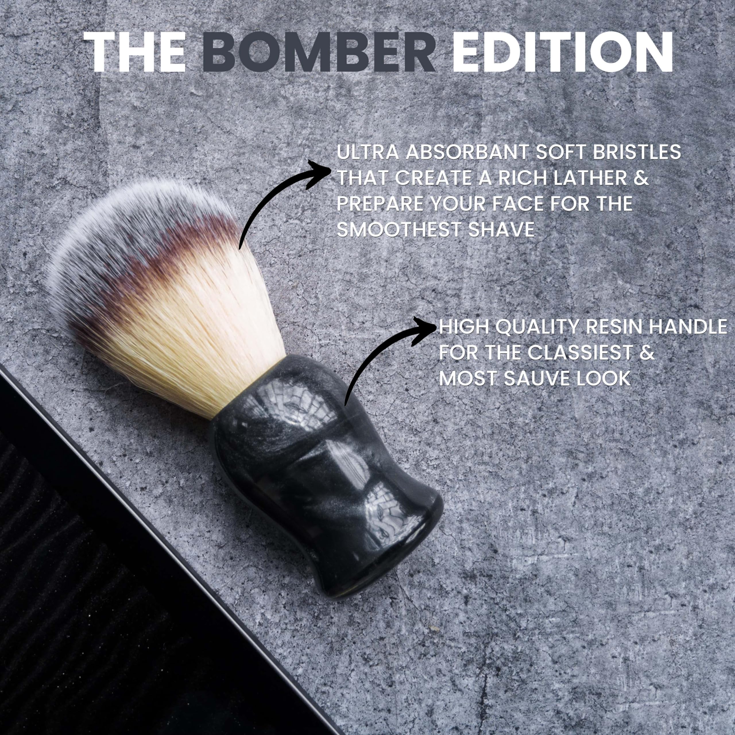 RUBAB MEN Premium Shaving Brush for Men with Cruelty-Free Bristles Synthetic Bristles |Bomber Edition| Experience Luxury Wet Shave & Elegant Dual-Toned Handle Crafted with Passion