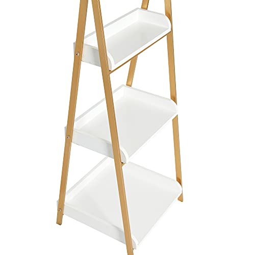 Creative Co-Op Three Tier A-Frame Open Standing Shelf, White and Gold