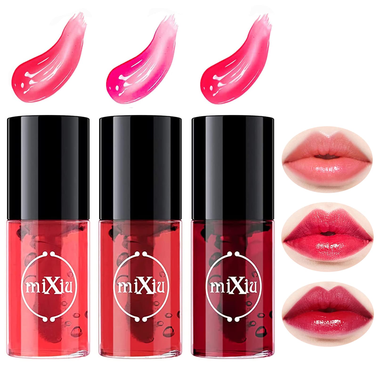 3 Pack Lip Tint Stain Set, Multi-use Lip and Cheek Tint, Liquid Blush and Lip Paint, Lipstick Lip Tint Lacquer Makeup, Long Lasting, High Pigment, Vivid Color (#01#02#03)