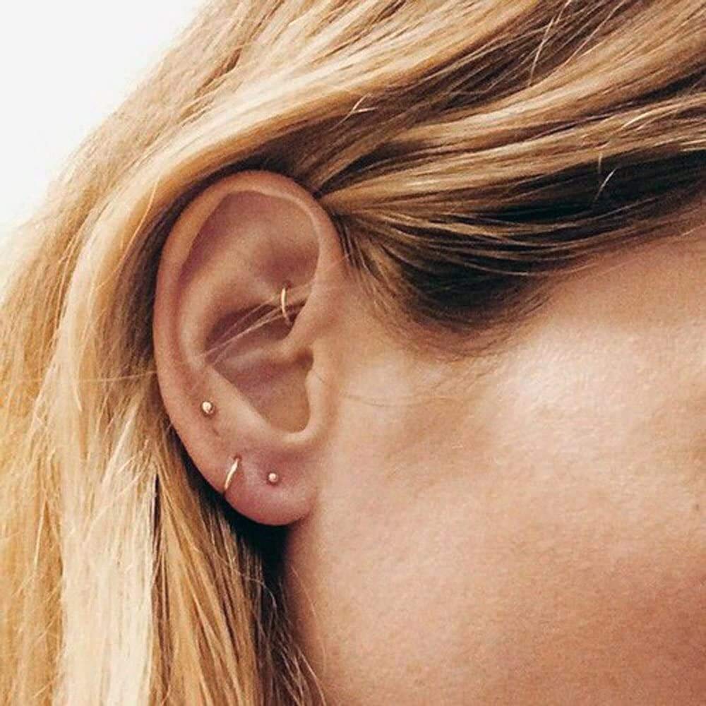 3 Pair Set 14k Gold Endless Hoop Earrings, 10mm (tri-color-gold)