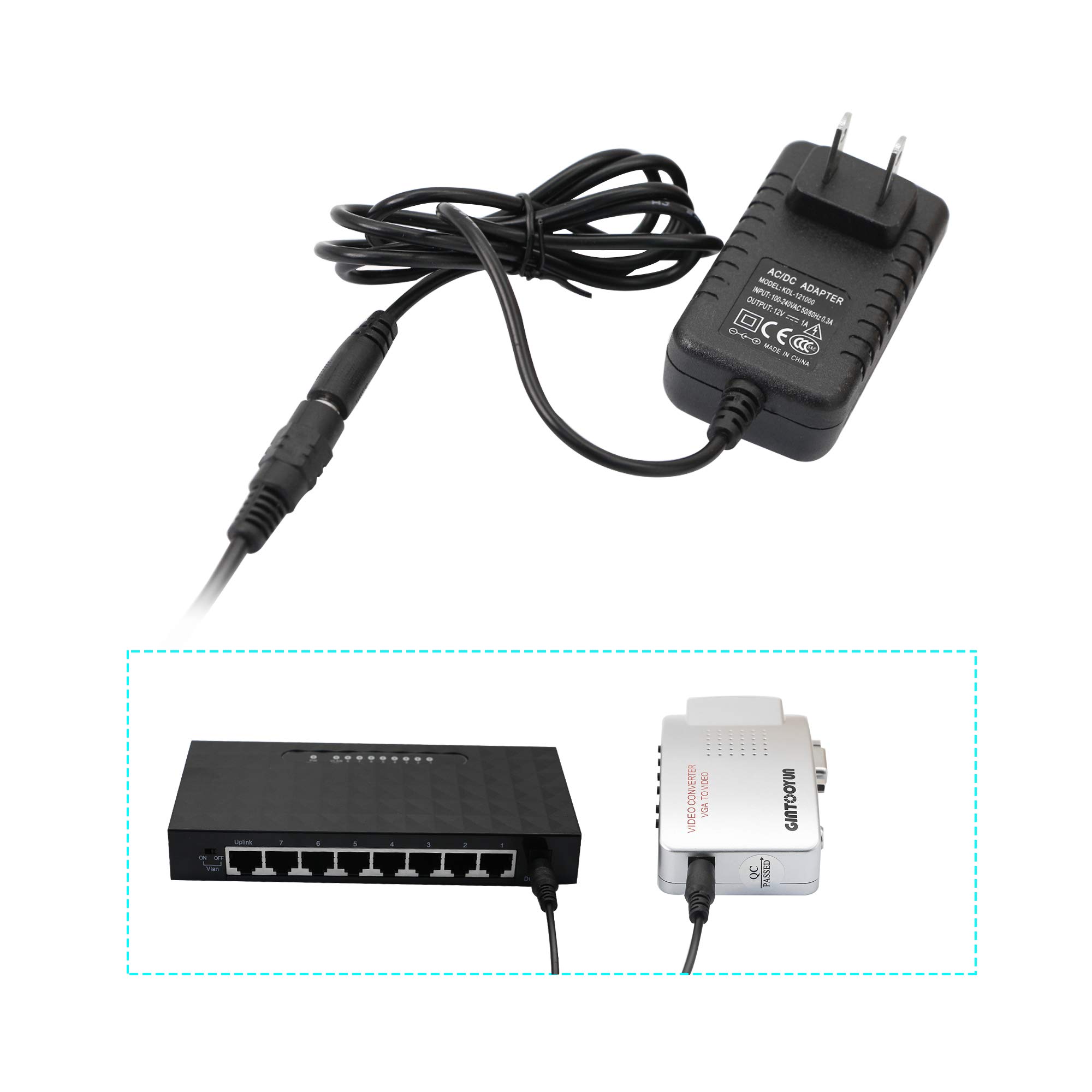 GINTOOYUN DC Y Splitter Cable 1 Female to 2 Male,5.5mm x 2.1mm DC Power Extension Adapter Cable,for CCTV Surveillance Cameras,Surveillance Routers,DVR,and More(2PCS