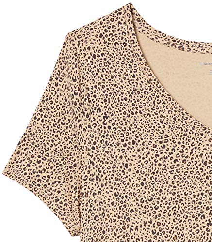 Amazon Essentials Women's Relaxed-Fit Short-Sleeve V-Neck Tunic (Available in Plus Size), Leopard, 3X