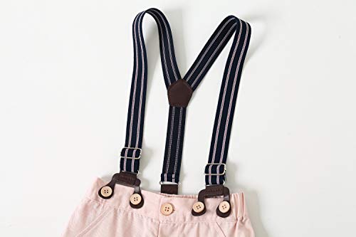 Kimocat Baby Boys Gentleman Outfits Suits Long Sleeve Shirt Suspenders Pants Bow Tie Clothes Set