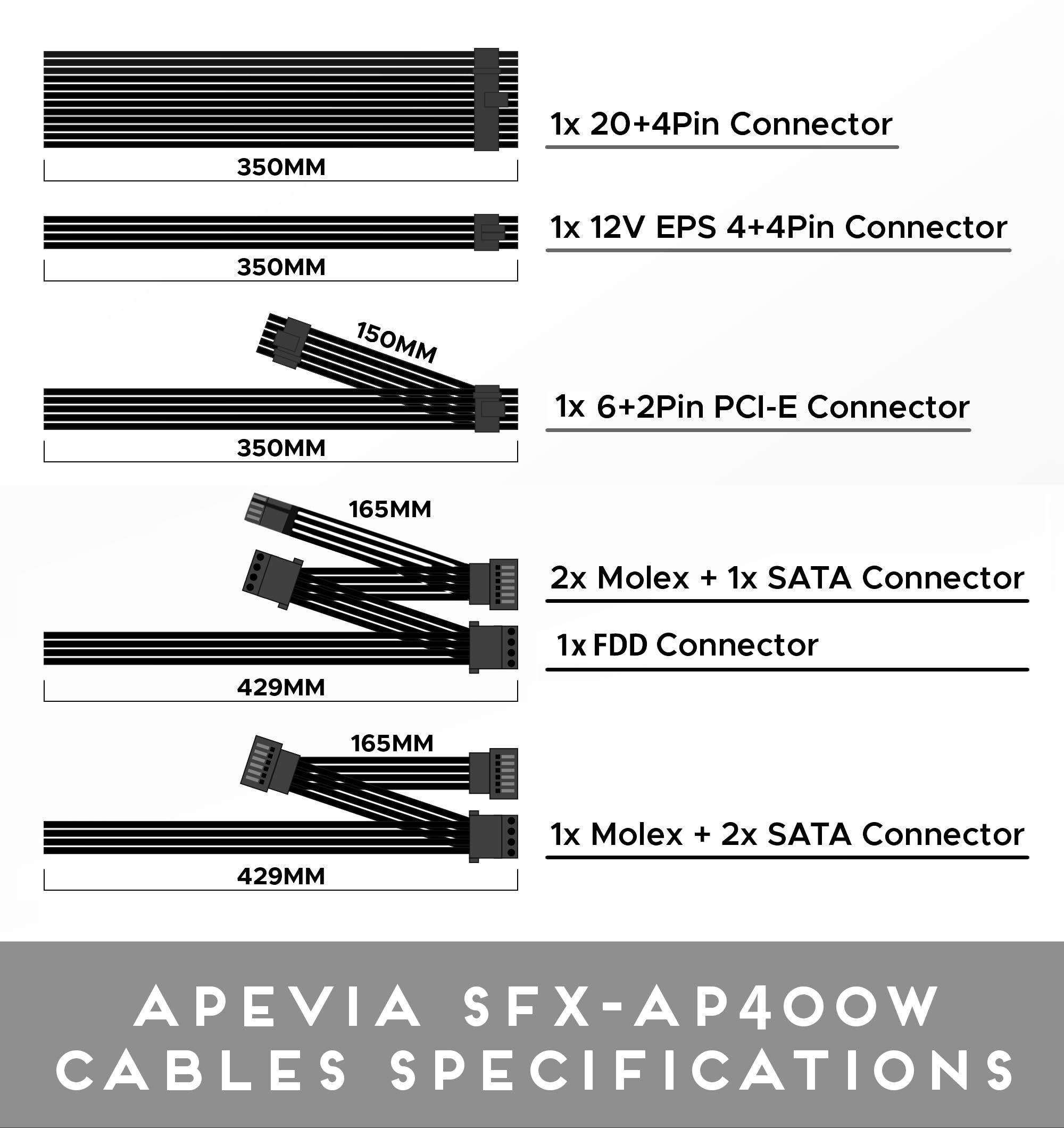 APEVIA SFX-AP400W Mini ITX Solution / Micro ATX / SFX 400W Power Supply