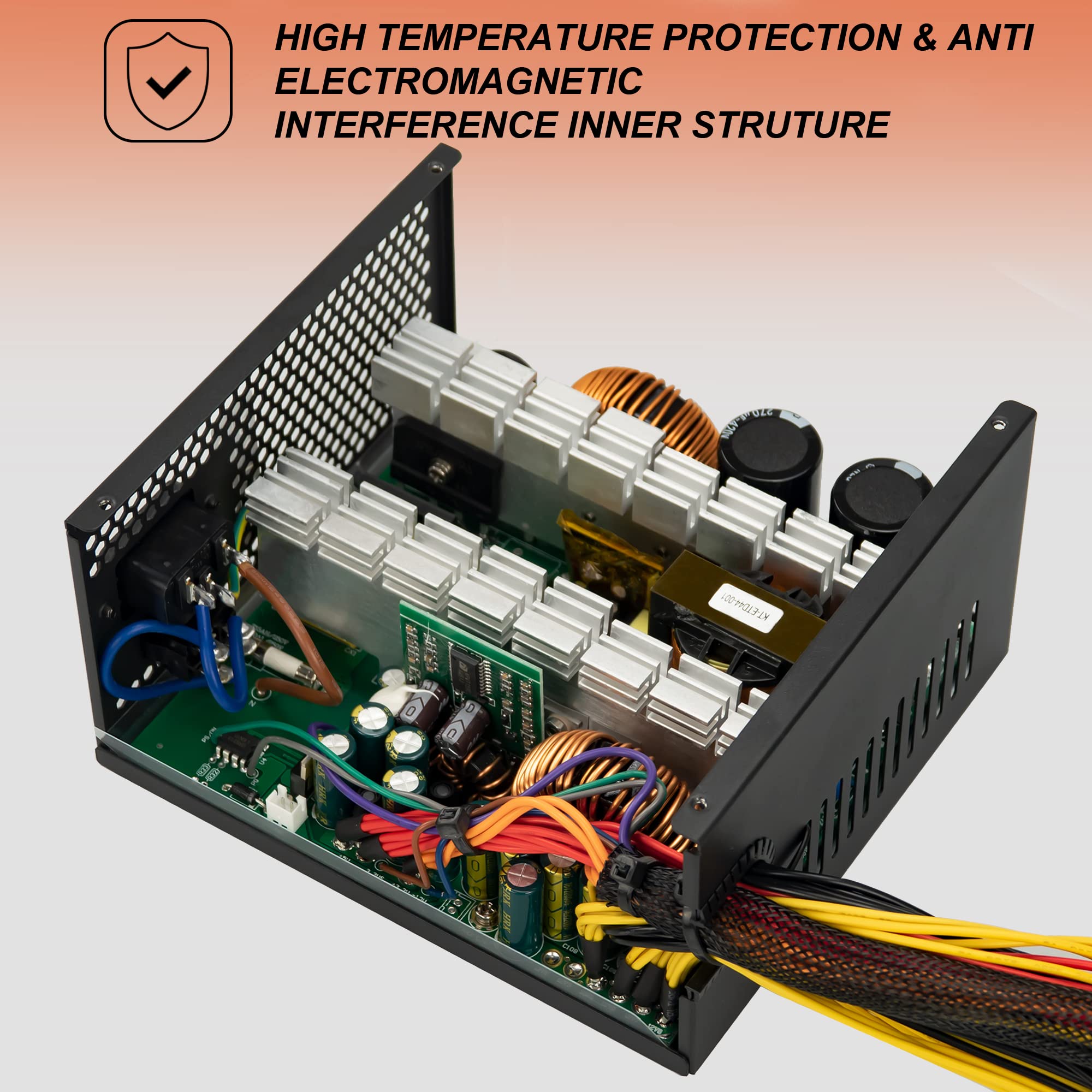 2000W Mining Power Supply PSU, ABSKY Mining Rig PSU ATX PC Power Supply for 8 GPU ETH Rig Ethereum Miner, Mining Machine Power Supply with Adapter Cable