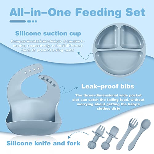 Baby Feeding Set Silicone Toddlers Weaning Feeding Sippy Cup with Straw and Laid Baby Feeding Supplies Set