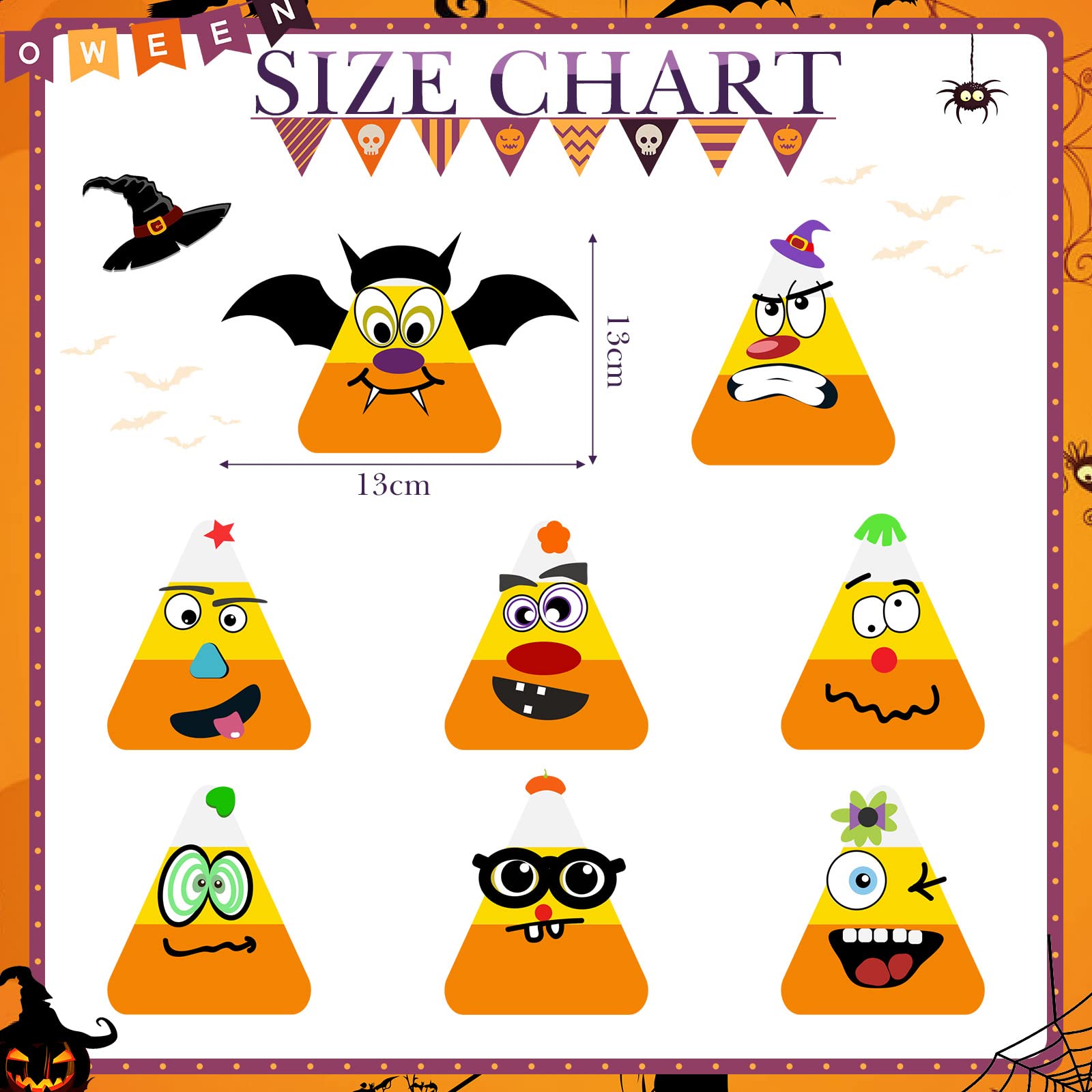 16 Pcs Halloween Crafts for Kids Candy Corn Halloween Craft Kit Toddler Craft Kit DIY Fall Crafts Halloween Candy Corn Magnet Felt Craft Kit for Toddlers Home Activities Fridge Magnet Decoration