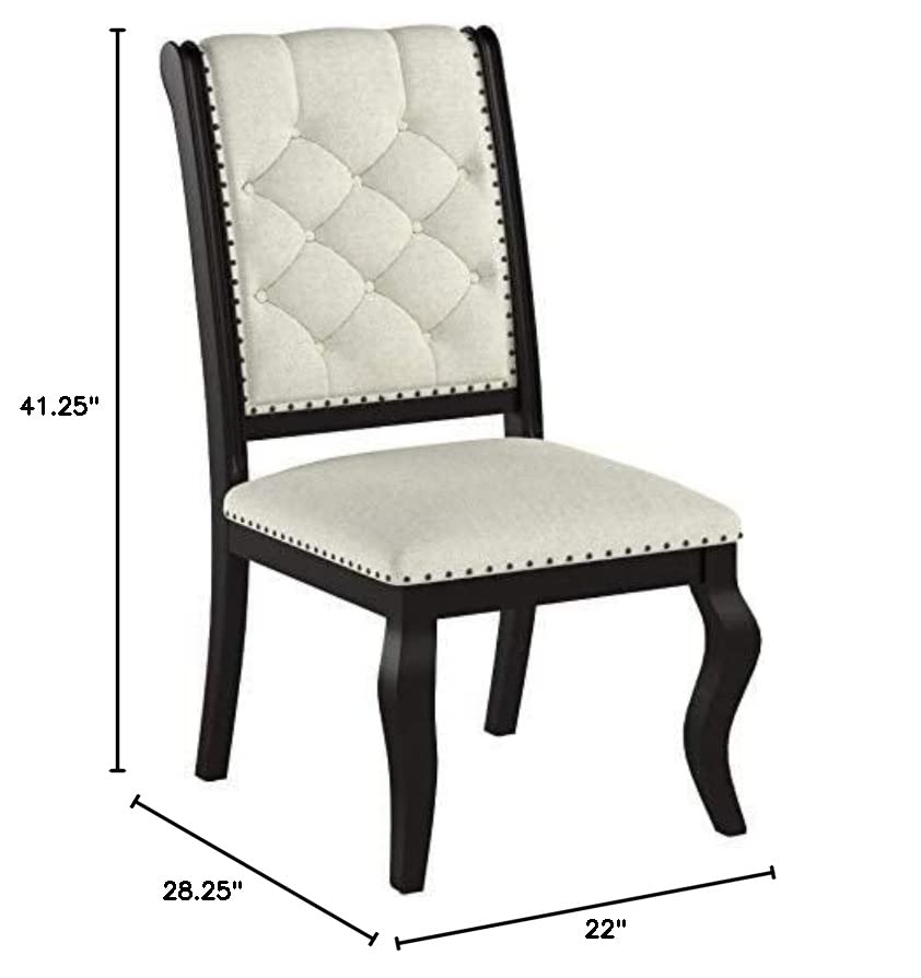 Coaster Furniture Glen Cove Dining Chairs with Button Tufting and Nailhead Trim Antique Java and Cream (Set of 2) 110312