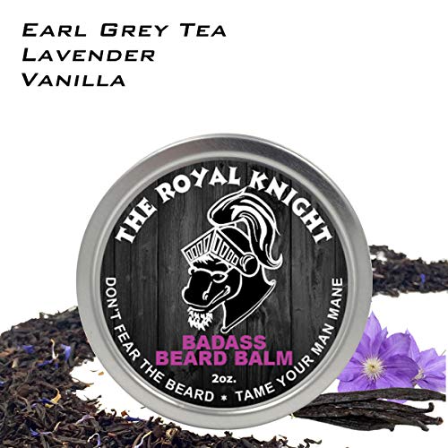 Badass Beard Care Beard Balm - The Royal Knight Scent, 2 oz - All Natural Ingredients, Keeps Beard and Mustache Full, Soft and Healthy, Reduce Itchy and Flaky Skin, Promote Healthy Growth