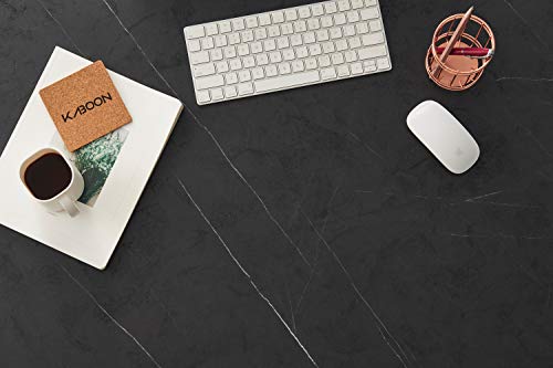 Kaboon 55x28 Desk Table Top, One Piece Wood Tabletop for Home and Office Desk, Double Desk, L Desk DIY(27.5" D x 55" W, Cloud Atlas/Black Desktop Only)