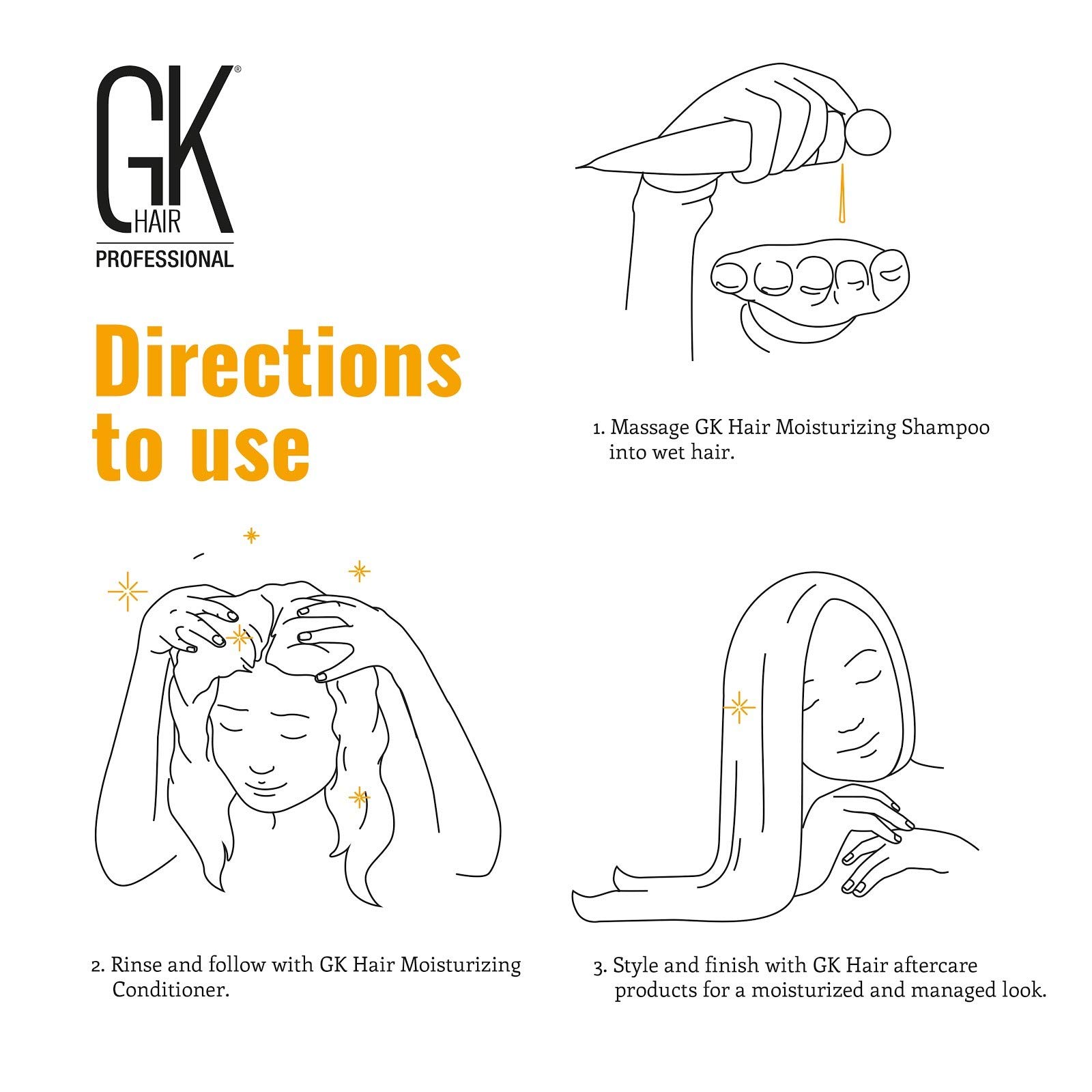 GK HAIR Global Keratin Moisturizing Shampoo and Conditioner Set 100ml I Volumizeher Spray Hair Thickening Spray for Women and Men