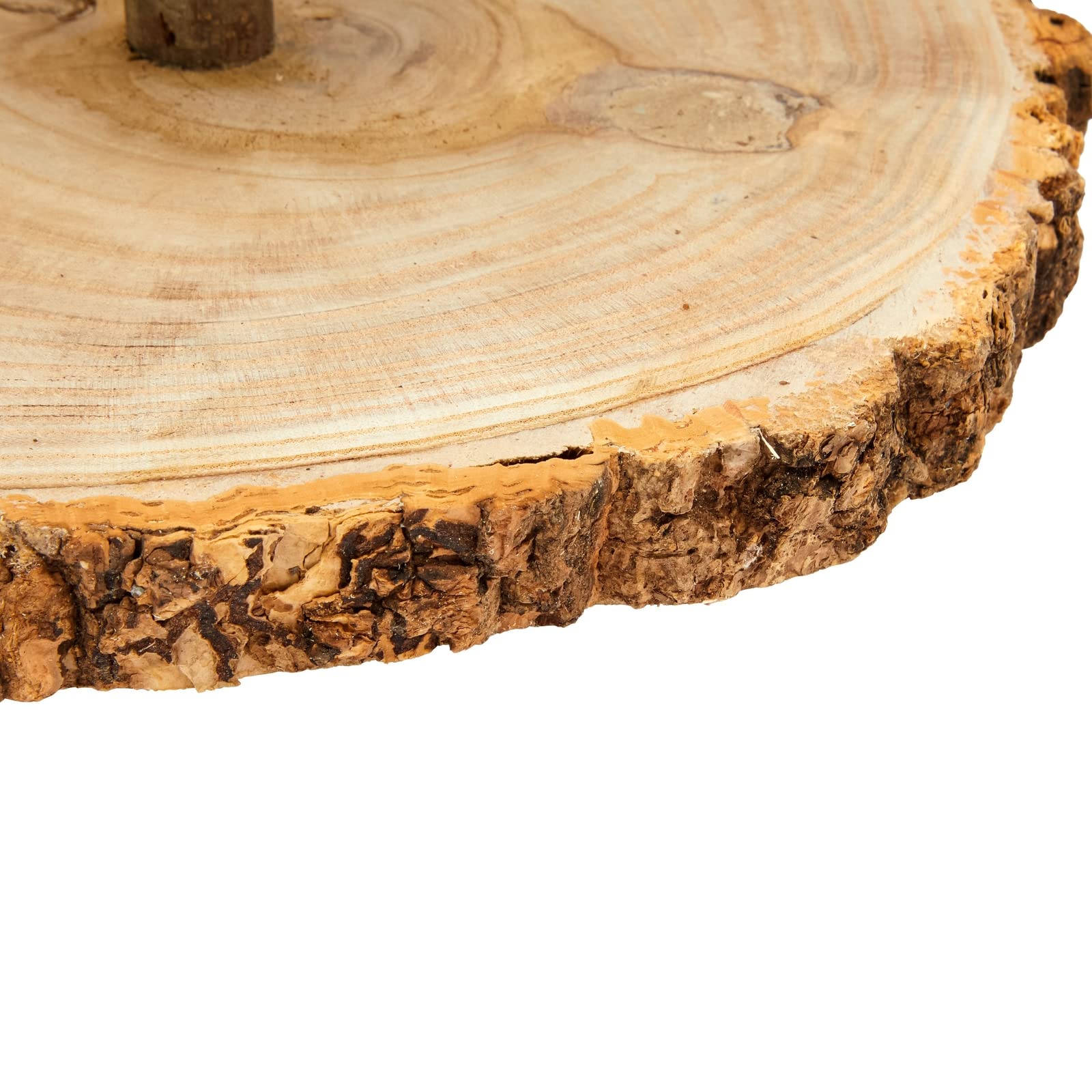 2-Tiered Rustic Wood Cake Stand for Cupcakes, Desserts, Tree Stump Server for Appetizers, and Hors d'oeuvres (12 x 8 in)