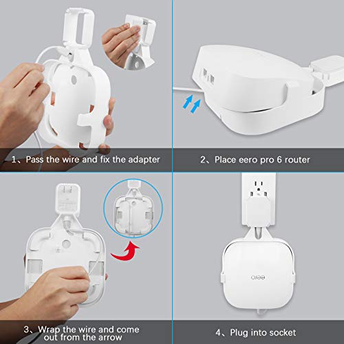Koroao Outlet Wall Mount Holder Only for eero Pro 6 tri-Band mesh Wi-Fi 6 System - eero Pro 6 Wall Mount Bracket by Koroao - Smart and Convenient Cable Arrangement(2-Pack)
