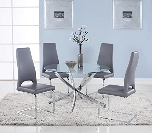 Coaster Home Furnishings Beckham Round Dining Table Chrome and Clear