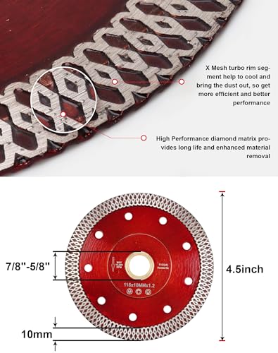 4.5Inch Super Thin Diamond Tile Blade for Cutting Porcelain Tiles Marblesā¦