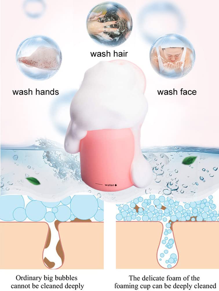 KOVCOAP Foam Maker for Face Wash, Face Wash Foamer, Cleanser Foam Maker, Marshmallow Whip Maker Skin Care, Deep Skincare Cleaner Tools for Travel Household 2 Pieces(Pink and White)