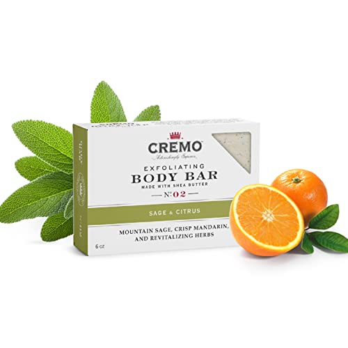 Cremo Exfoliating Body Bars Sage & Citrus - A Combination of Lava Rock and Oat Kernel Gently Polishes While Shea Butter Leaves Your Skin Feeling Smooth and Healthy (Pack of 3)