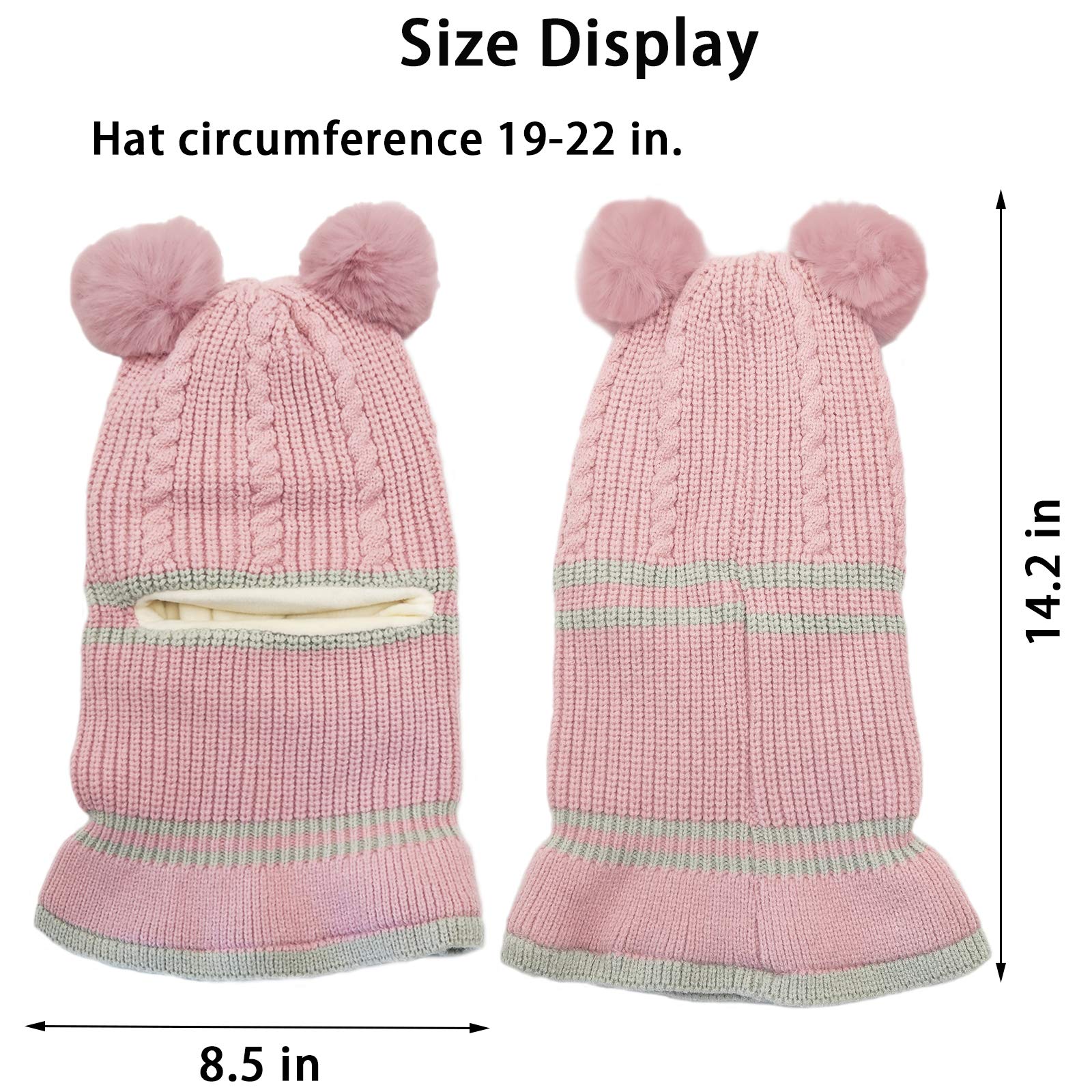 Kids Winter Hat Scarf Mitten Set, Unisex Infant Toddler Baby Girls Hat Scarf 2-5T (Pink)