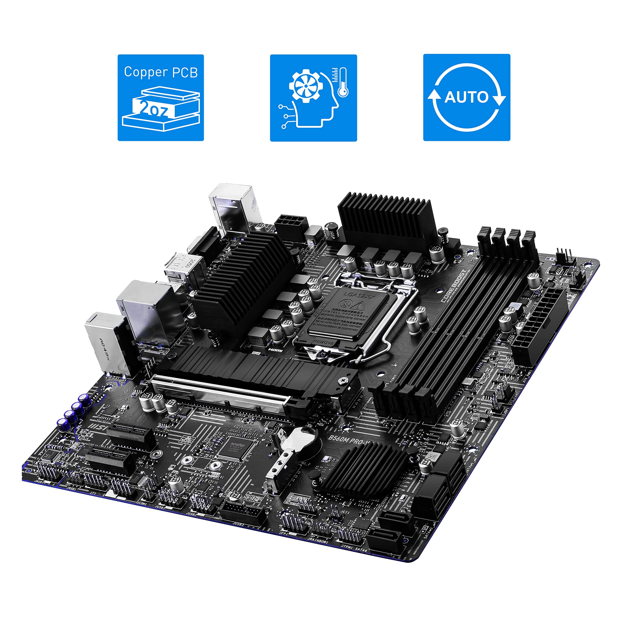 MSI B560M PRO-VDH ProSeries Motherboard (Micro-ATX, 11th/10th Gen Intel Core, LGA 1200 Socket, DDR4, PCIe 4, M.2 Slots, SATA 6Gb/s, USB 3.2, 2.5G LAN, DP/HDMI)