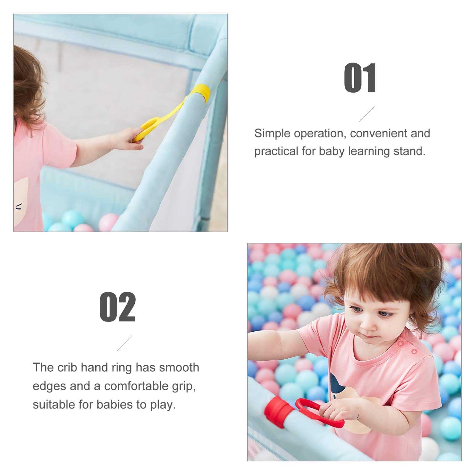 Kisangel 4pcs Baby Play Gym Baby Crib Pull Ring Baby Bed Stand Up Rings Nursery Baby Cot Rings Toddler Activity Kids Walking Training Tool