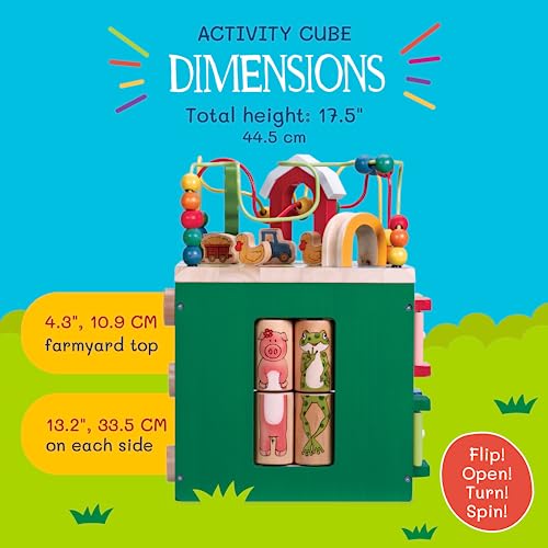 Battat β Wooden Activity Cube β Discover Farm Animals Activity Center for Kids 1 year +, Standard