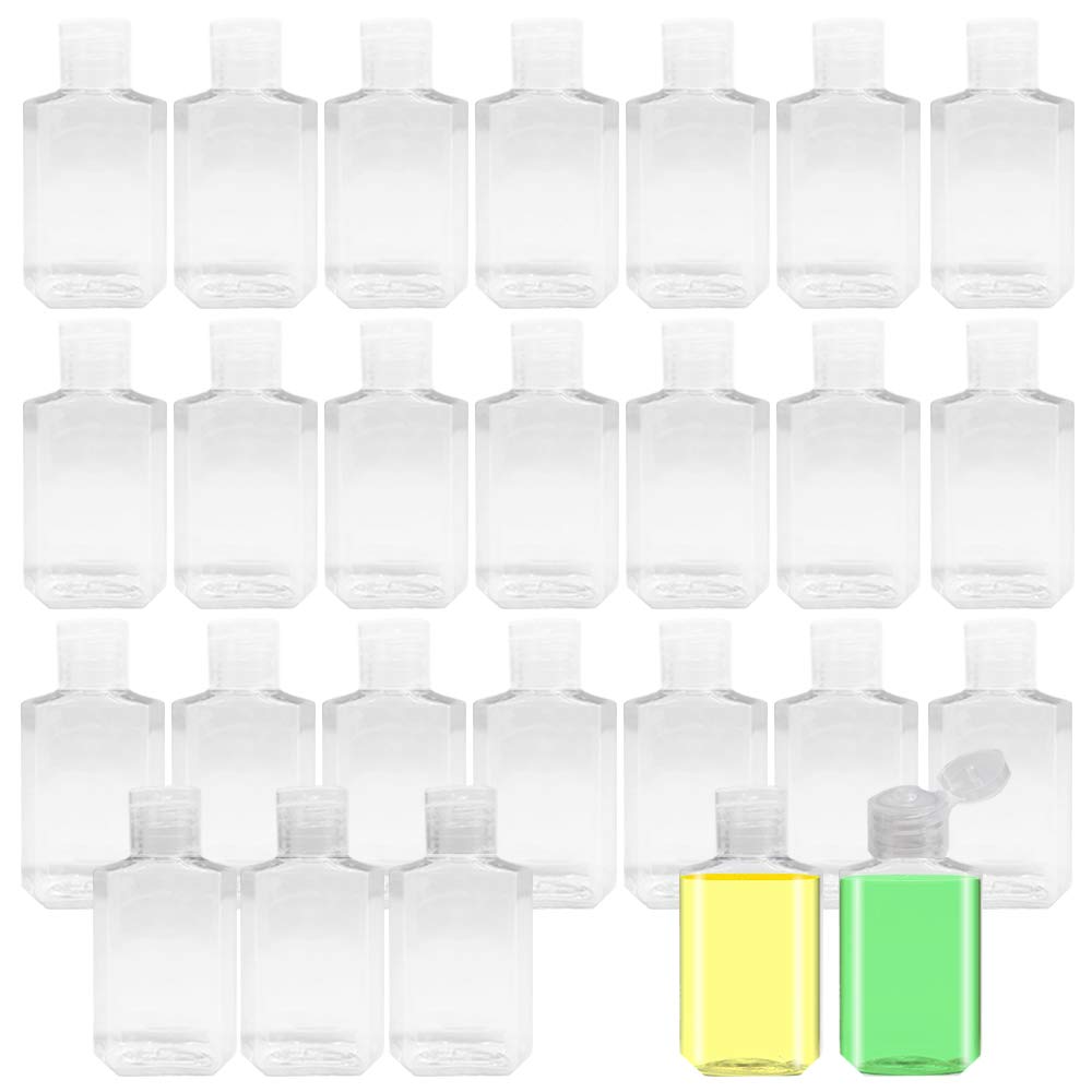 Krgiqn 30Pcs 2oz Clear Plastic Refillable Flip-Top Bottles