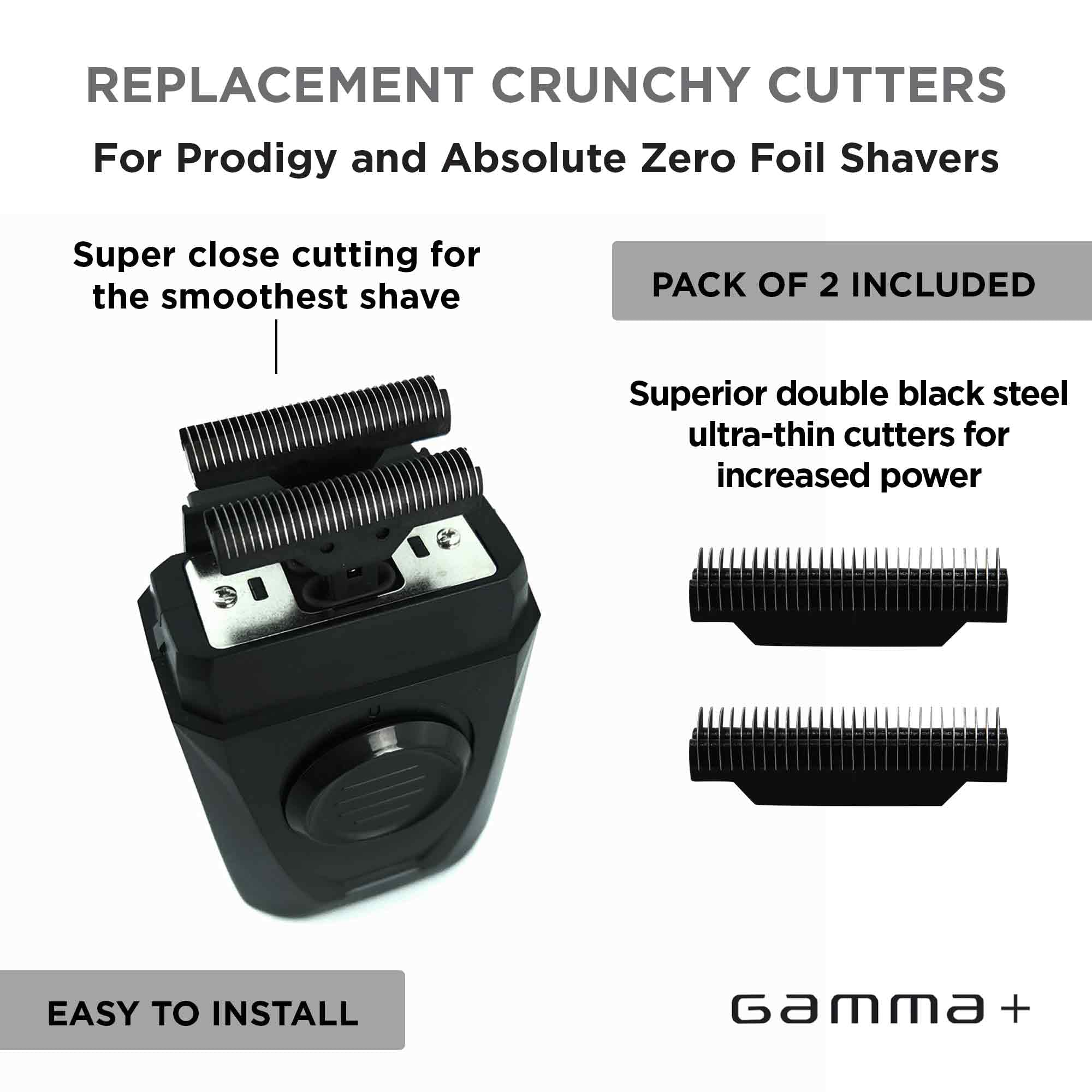 GAMMA+ Replacement Set of 2 Crunchy Cutters fits Gamma+ Prodigy and Absolute Zero Shavers