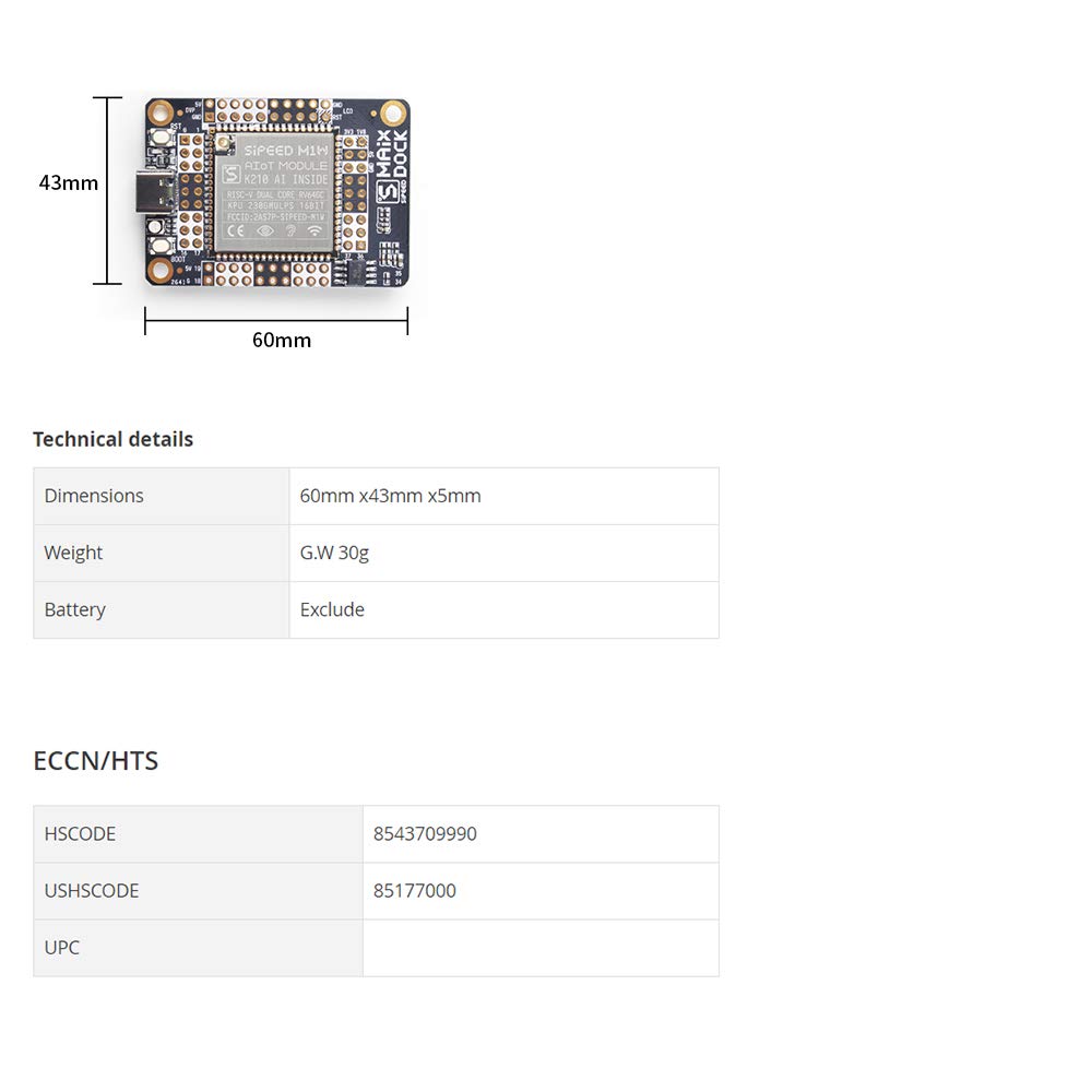 Sipeed Maix M1 Dock Kit K210 AI+lOT Development Board RISC-V Dual Core 64bit MCU for Edge Computing