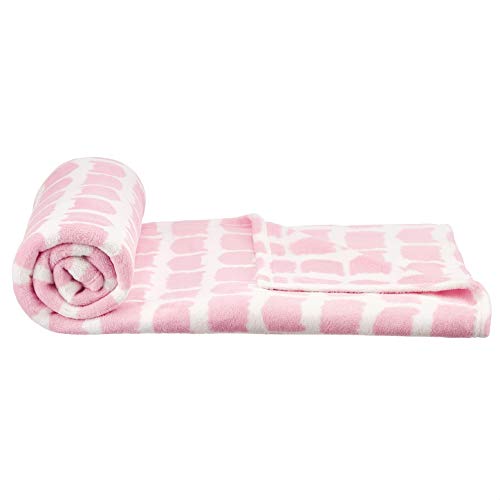 Amazon Basics Kids Pink Kitties Patterned Throw Blanket with Stuffed Animal Cat