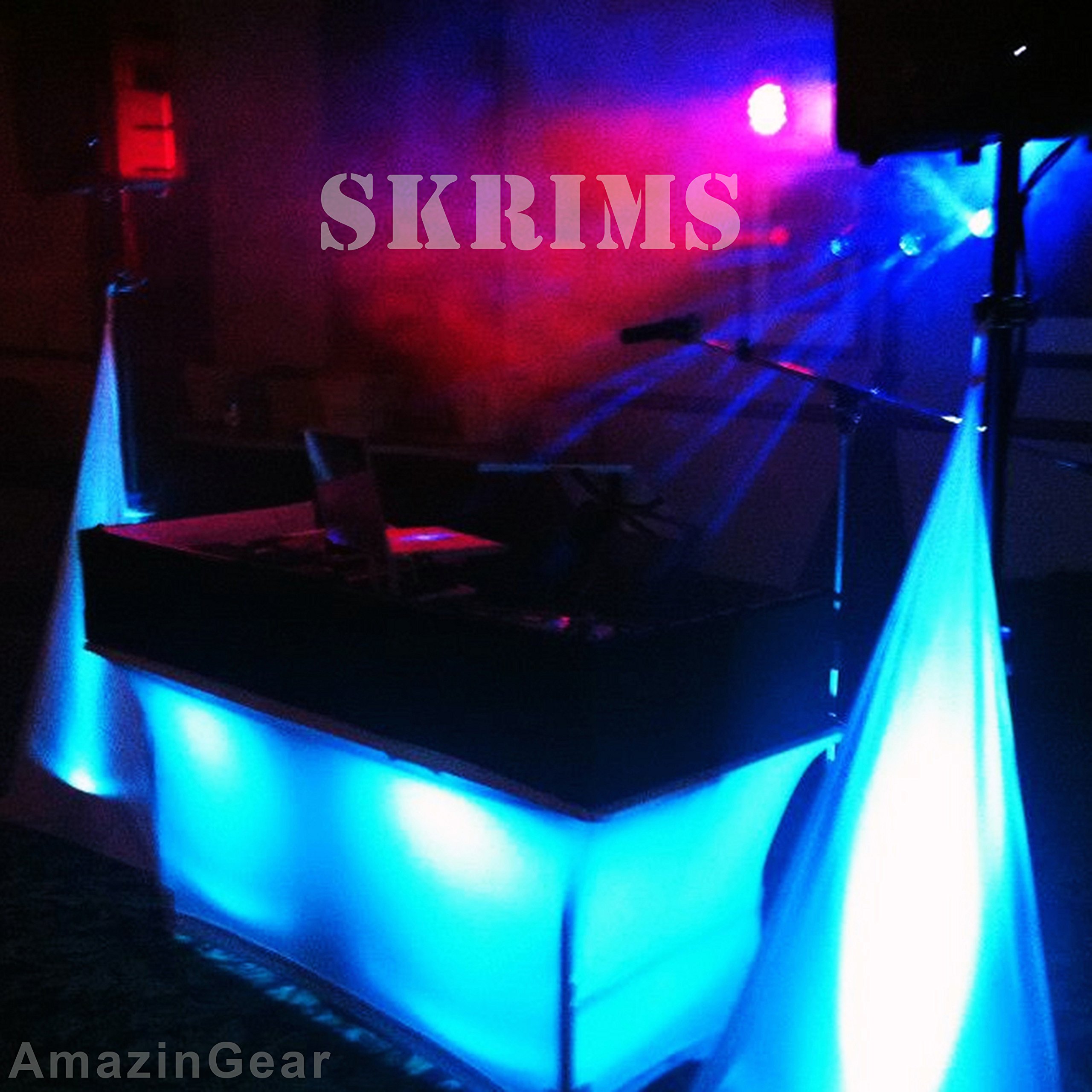 2-Pack Amazin Gear SKRIMS Tripod Speaker Stand Stretch Covers, Triple Sided DJ Scrims, Spandex DJ Skirts +2 FREE Travel Bags, 3-Sides Perfect for Glow Lighting Effect, WHITE PAIR (SKRIMS-3W-2)