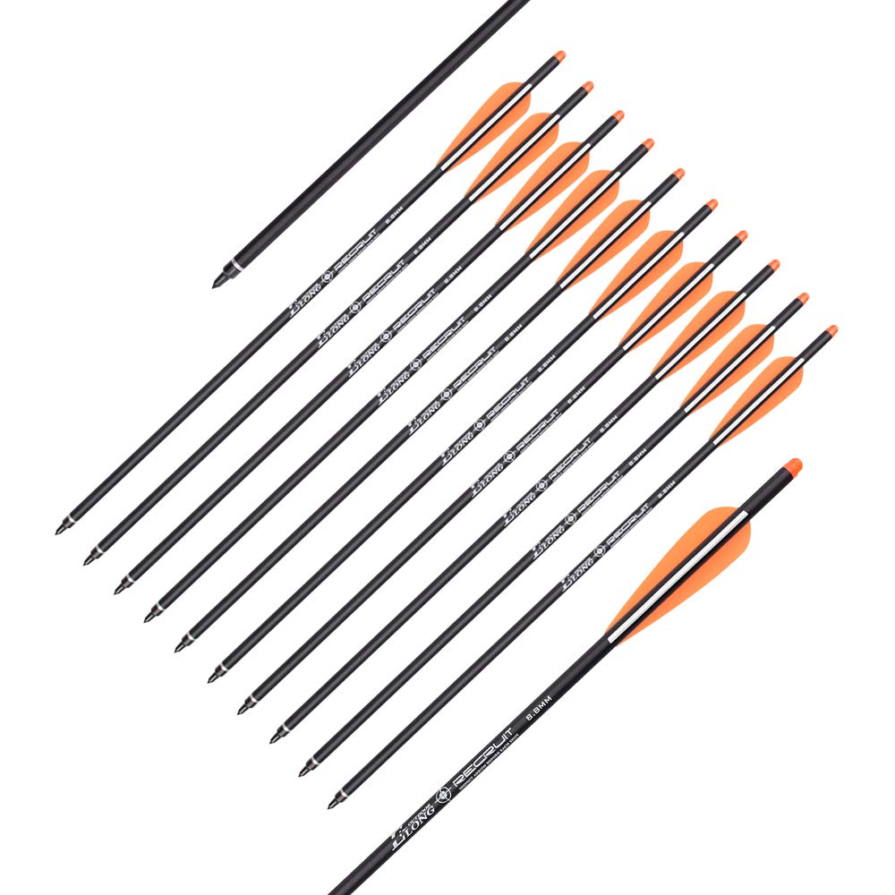 20Inch Carbon Crossbow Bolts Hunting Archery Arrows with 4" Vanes Moon Nocks Target Tip (Pack of 12)