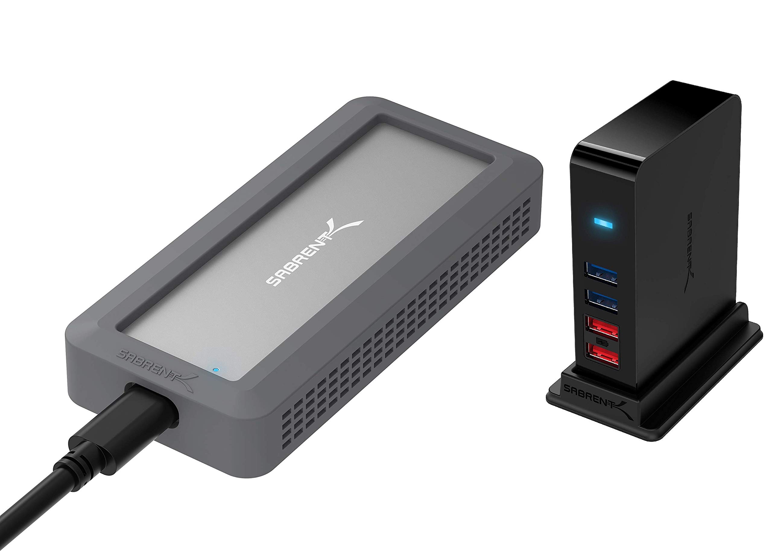 Sabrent USB 3.2 Rugged Waterproof Enclosure + 7 Port USB 3.0 HUB + 2 Charging Ports with 12V/4A Power Adapter