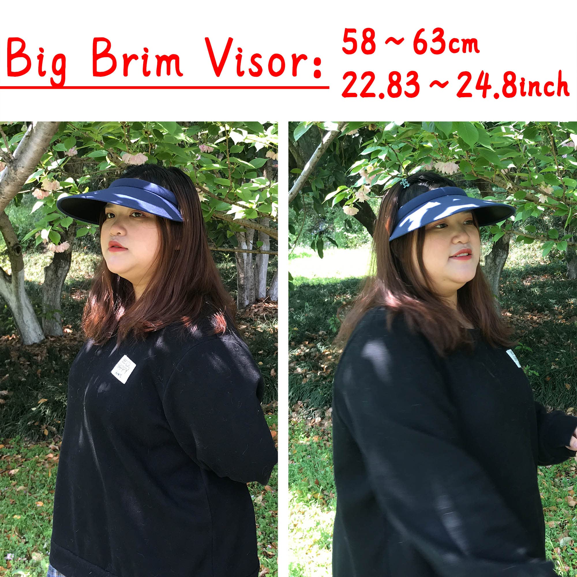 2 Pack Visor Women Men Large Brim Hats Adjustable Uv Protection Outdoor Sports Visors Clip On Cap Golf Bicycle Blue (Navy)