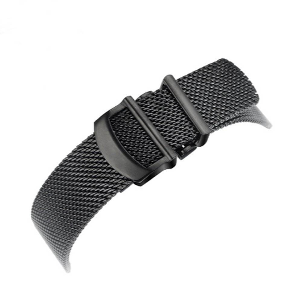 20mm Stainless Steel Knitted Watch band strap for IWC Portofino Family IW356505 IW356506 IW391010 IW391009 (Black)