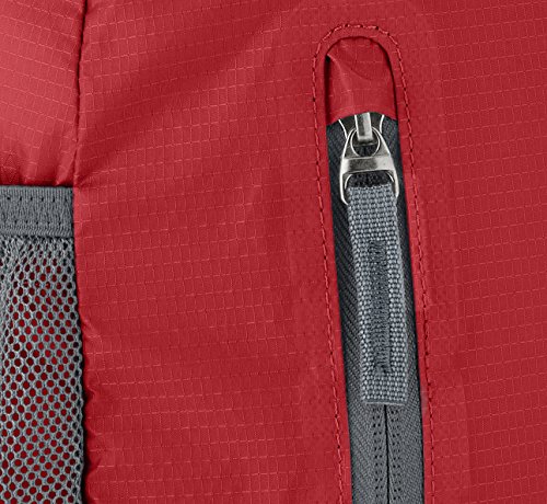 Amazon Basics Lightweight Packable Hiking Travel Day Pack Backpack - 17.5 x 17.5 x 11.5 Inches, 25 Liter, Red