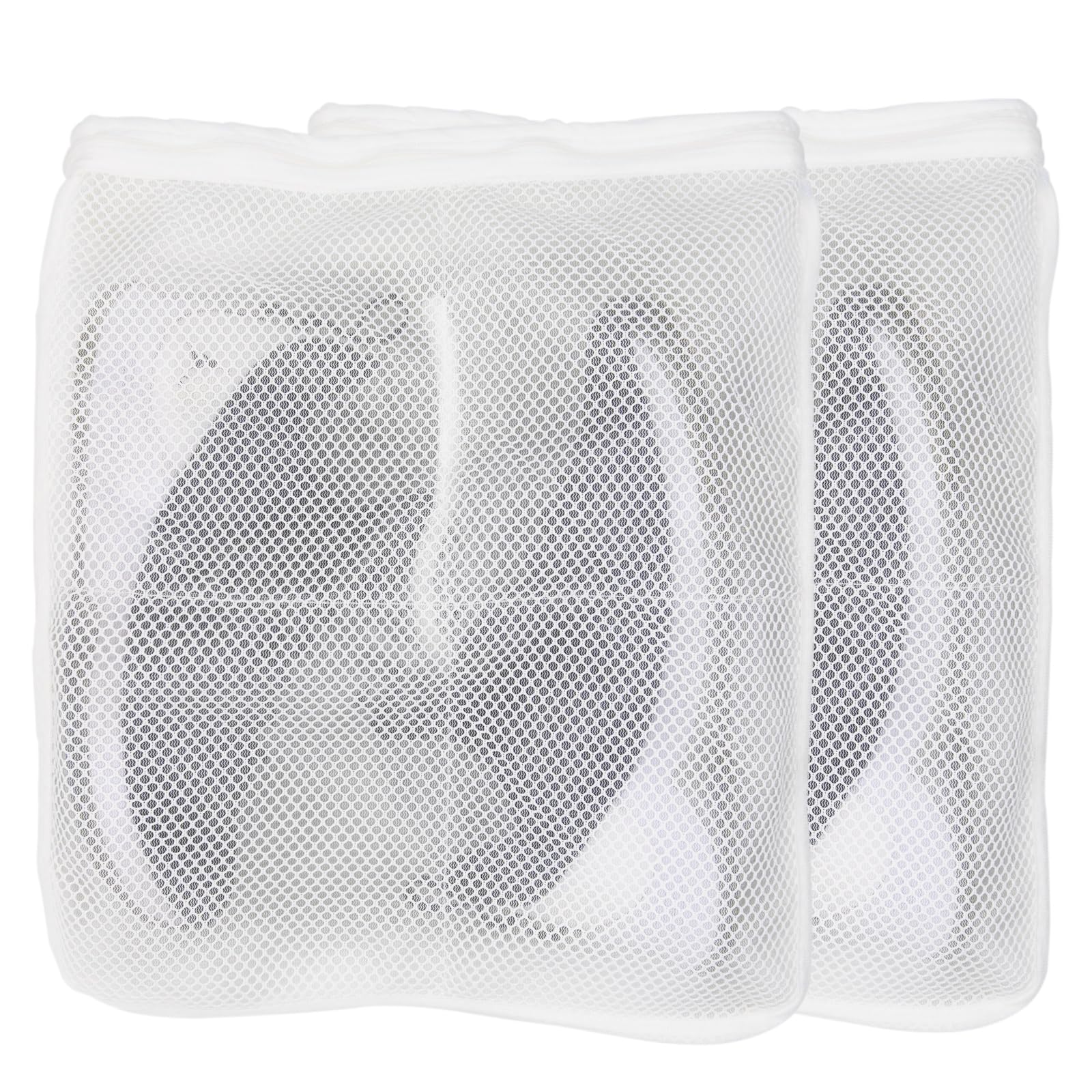 2Pcs Large Shoes Laundry Bags for Washing Machine, Fits Sneaker up to Size 14, Double Layer Mesh 16x14x3 inch Wash Bag with Built-in Divider