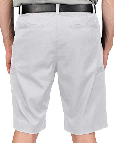Cargo Golf Shorts for Men - Dry Fit, Large Pockets, Lightweight, Moisture Wicking, 4-Way Stretch Silver