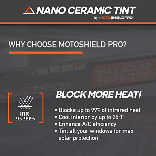 DIY-MotoShield Pro Premium Nano Ceramic Tint (5% VLT) 30” in x 10’ ft Roll | Professional Window Film for Auto, Reduce Infrared Heat & Block UV by 99%