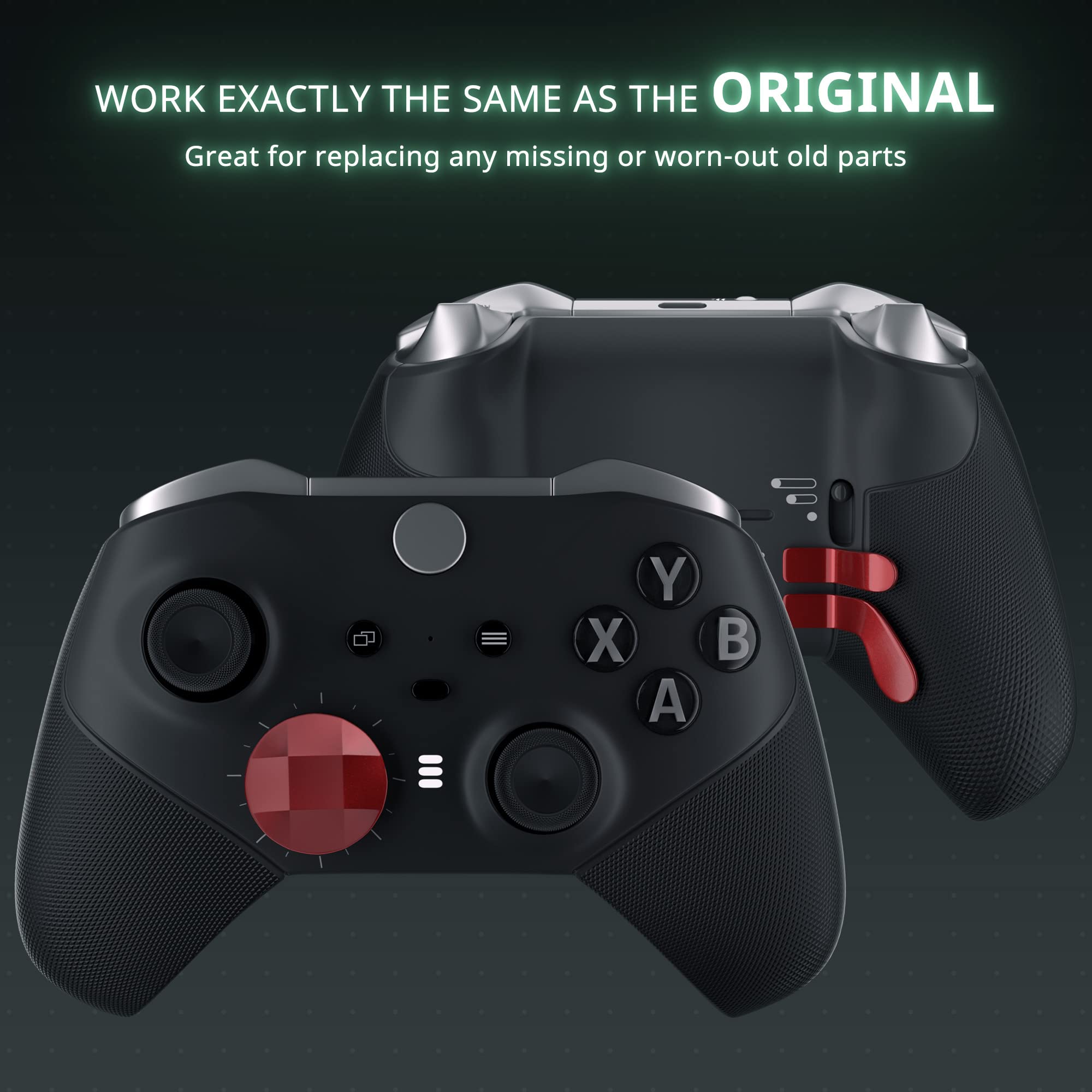 Avericht Replacement Metal Thumbsticks for Xbox Elite Series 2 Controller, Elite Series 2 Controller Accessories, 4 Paddles, 2 Dpads, 6 Metal Joysticks for Xbox Elite Series 2 Replacement Parts(Red)