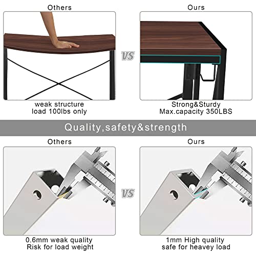 40 Inch Work Desk,Portable Folding Computer Desk,Home Office Desk,Study Writing Table,Gaming Desk Office Desk,Waterproof desk top, Easy Assemble Sturdy Home Office Table with Headphone Hook-BrownBrown